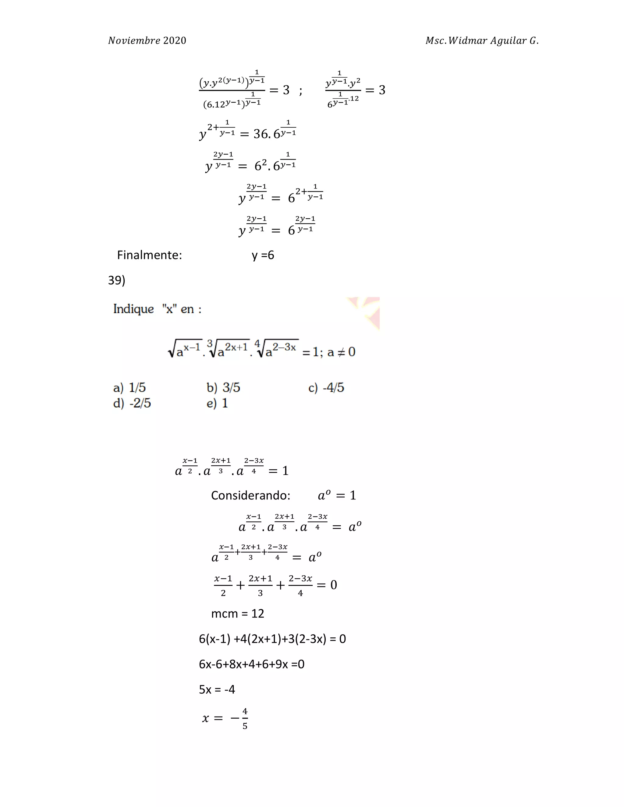 Algebra preuniversitaria widmar aguilar | PDF | Physics | Science