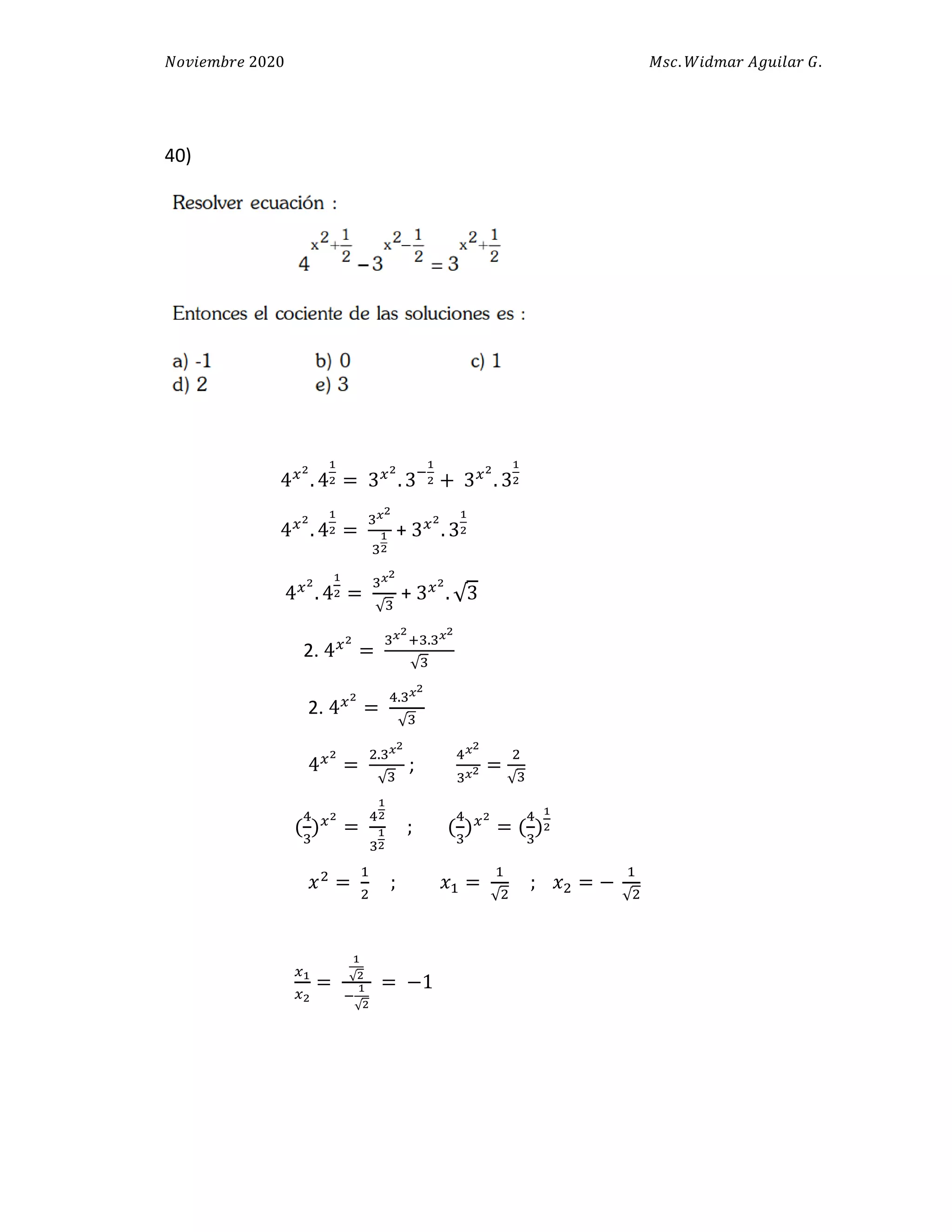 Algebra preuniversitaria widmar aguilar | PDF | Physics | Science