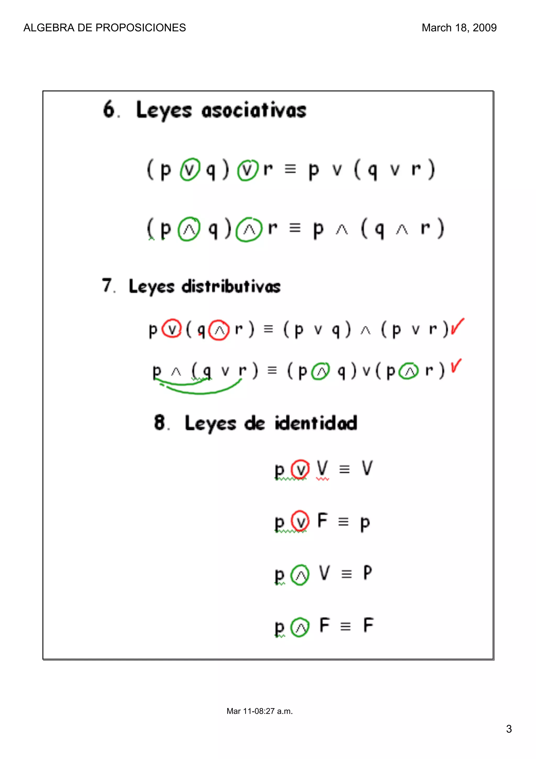 Algebra proposiciones | PDF