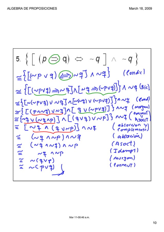 Algebra proposiciones | PDF