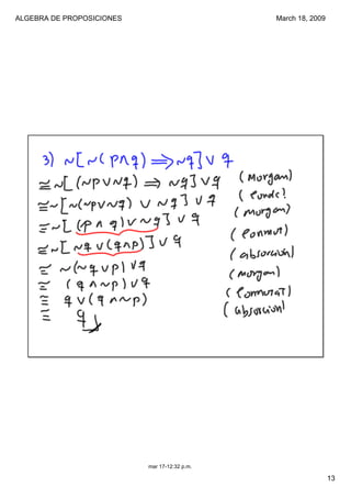 Algebra proposiciones | PDF