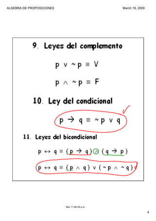 Algebra proposiciones | PDF
