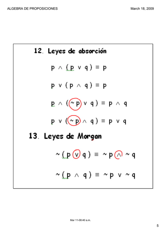 Algebra proposiciones | PDF