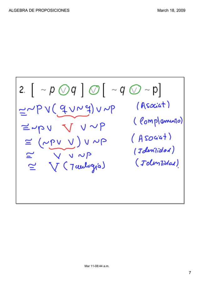 Algebra proposiciones | PDF