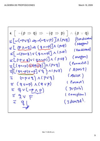 Algebra proposiciones | PDF