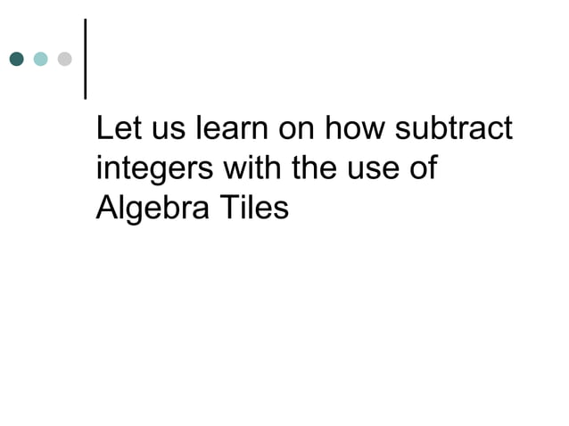Algebra Tiles Subtraction Of Integers Pptx