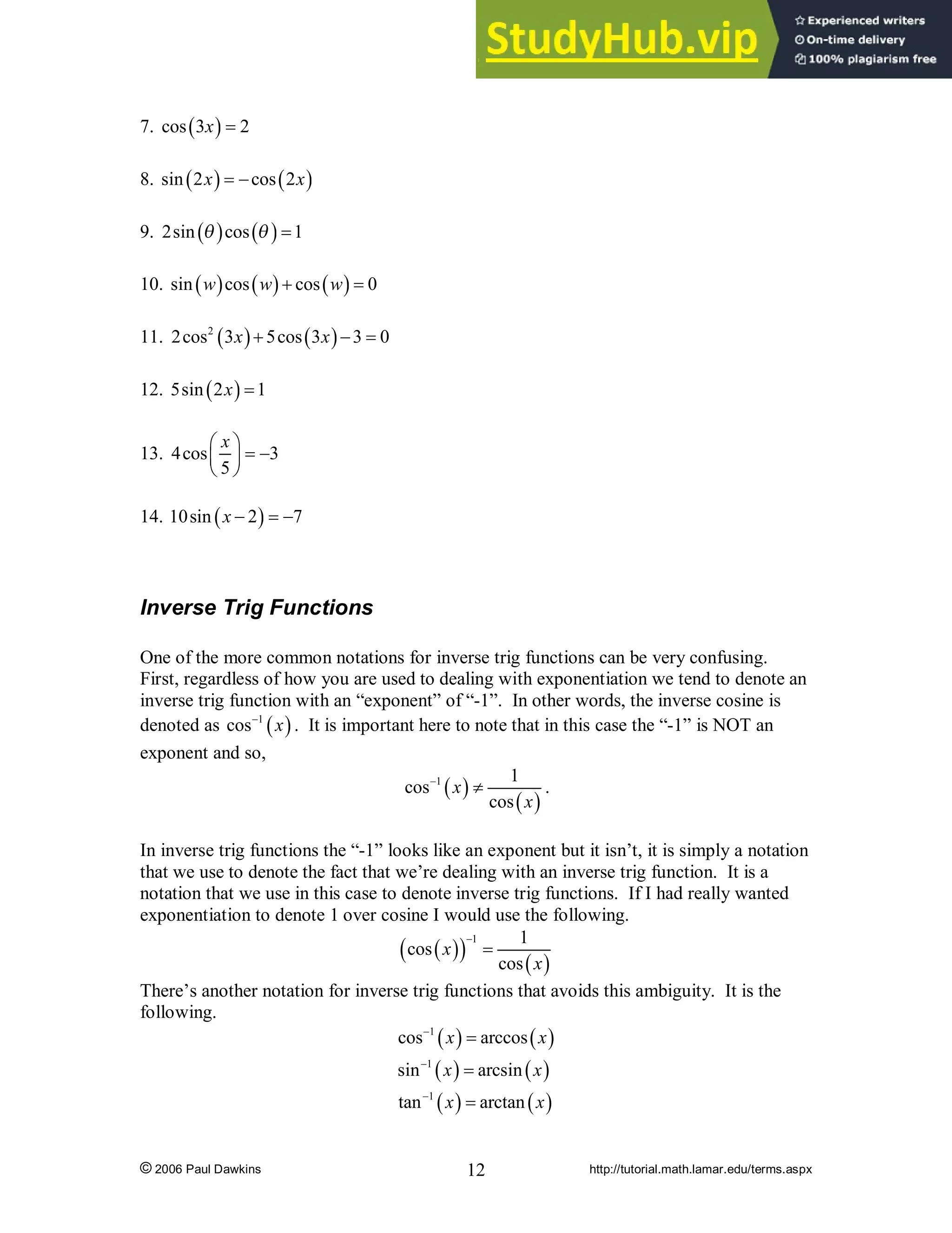 Algebra Trigonometry Problems | PDF | Physics | Science