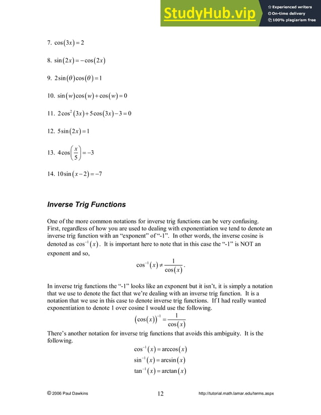 Algebra Trigonometry Problems | PDF | Physics | Science