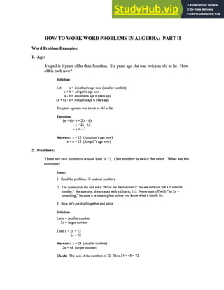 Algebra Word Problems 2 | PDF