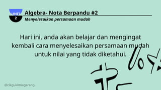 Algebra Nota berpandu: menyelesaikan persamaan mudah | PPT