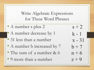 ALGEBRIC EXPRESSION 7.ppt