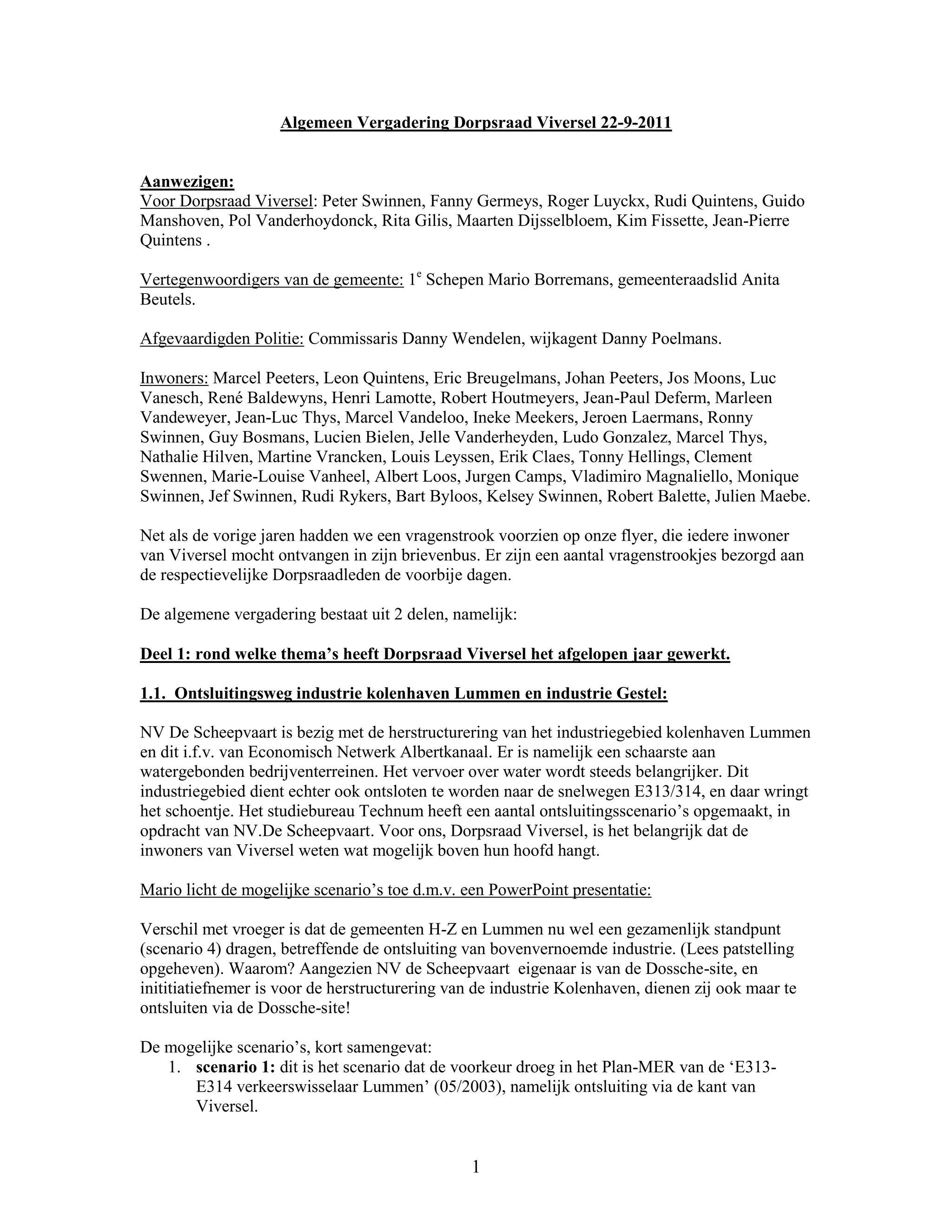 Algemene vergadering dorpsraad viversel 22092011 | PDF