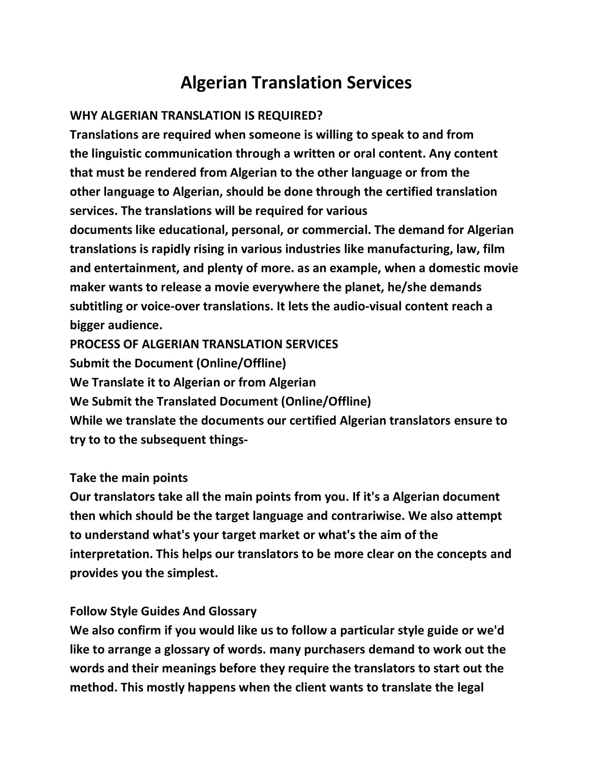 Algerian translation services | PDF