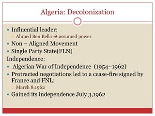 Algeria vs. Kenya - Decolonization | PPTX | Death, Injury, or Military ...