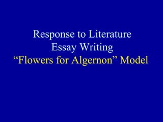 Algernon paper structure | PPT | Books and Literature