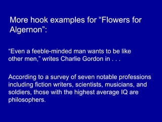 Algernon paper structure | PPT | Books and Literature