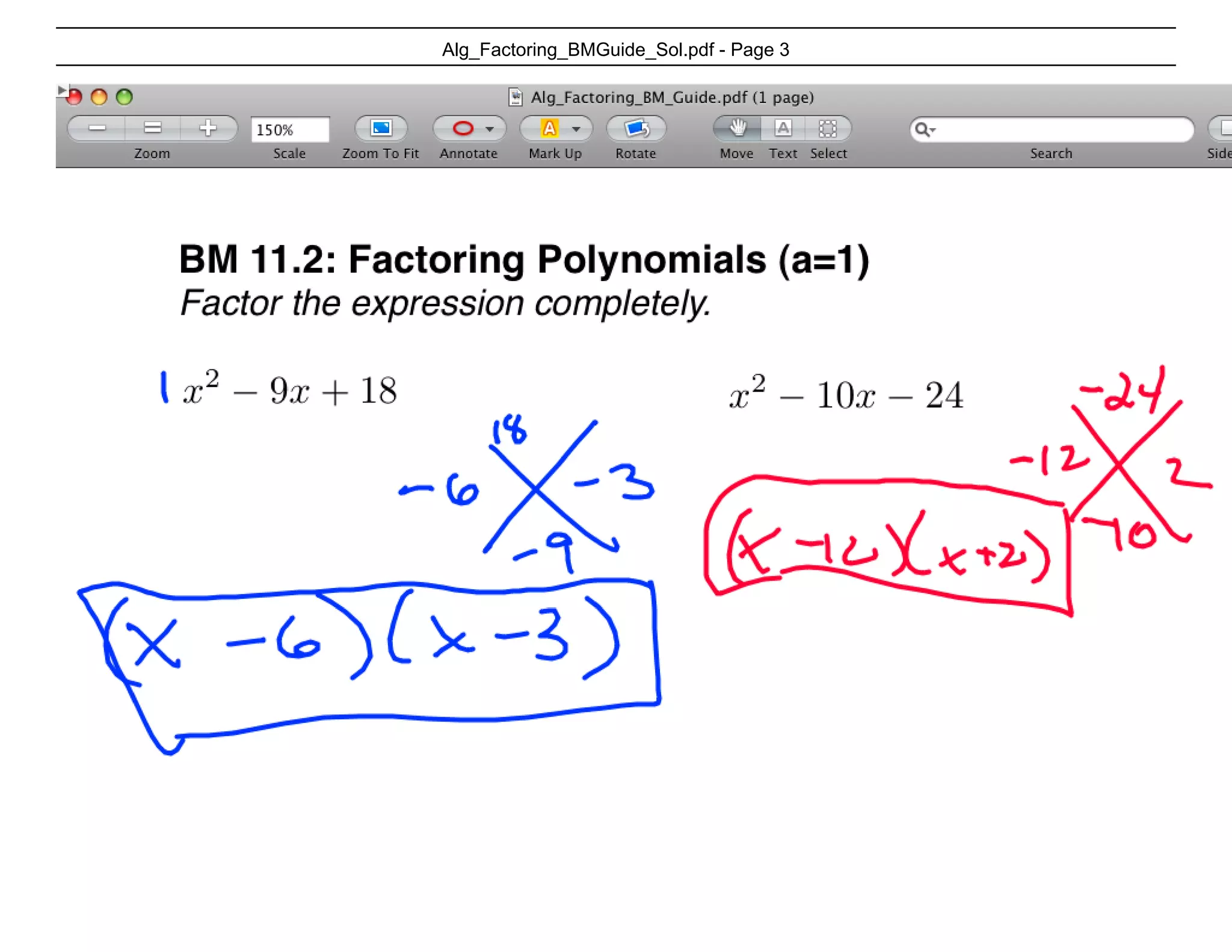 Alg Factoring Benchmark Guide | PPT