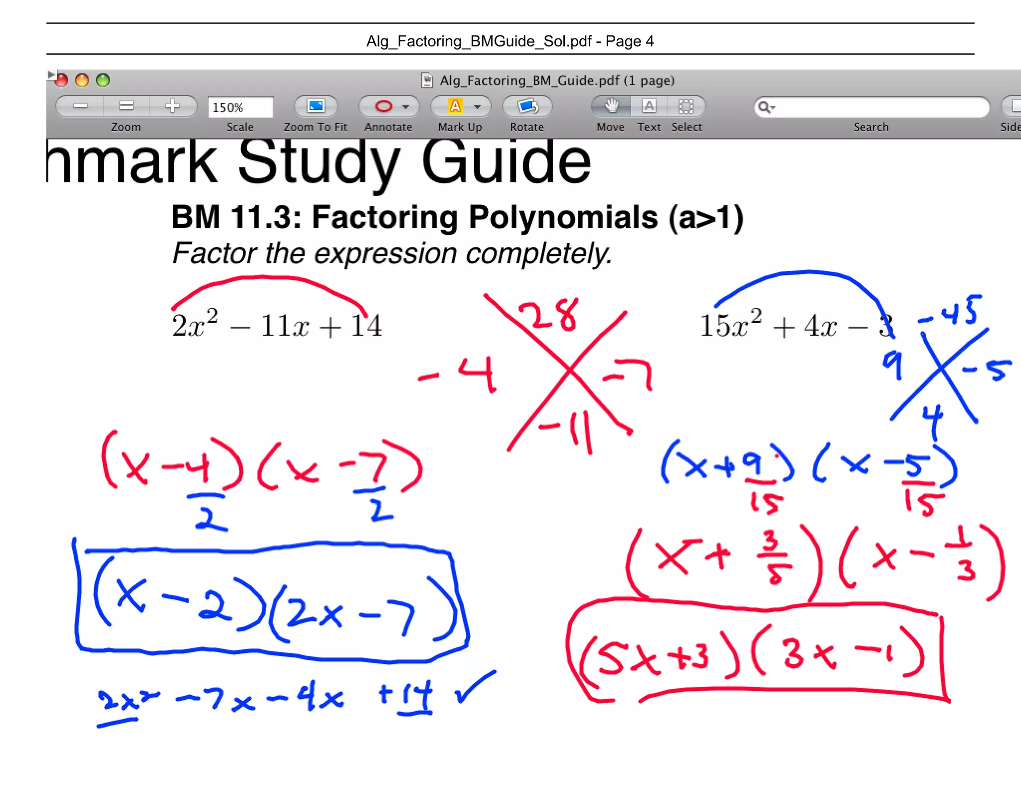 Alg Factoring Benchmark Guide | PPT