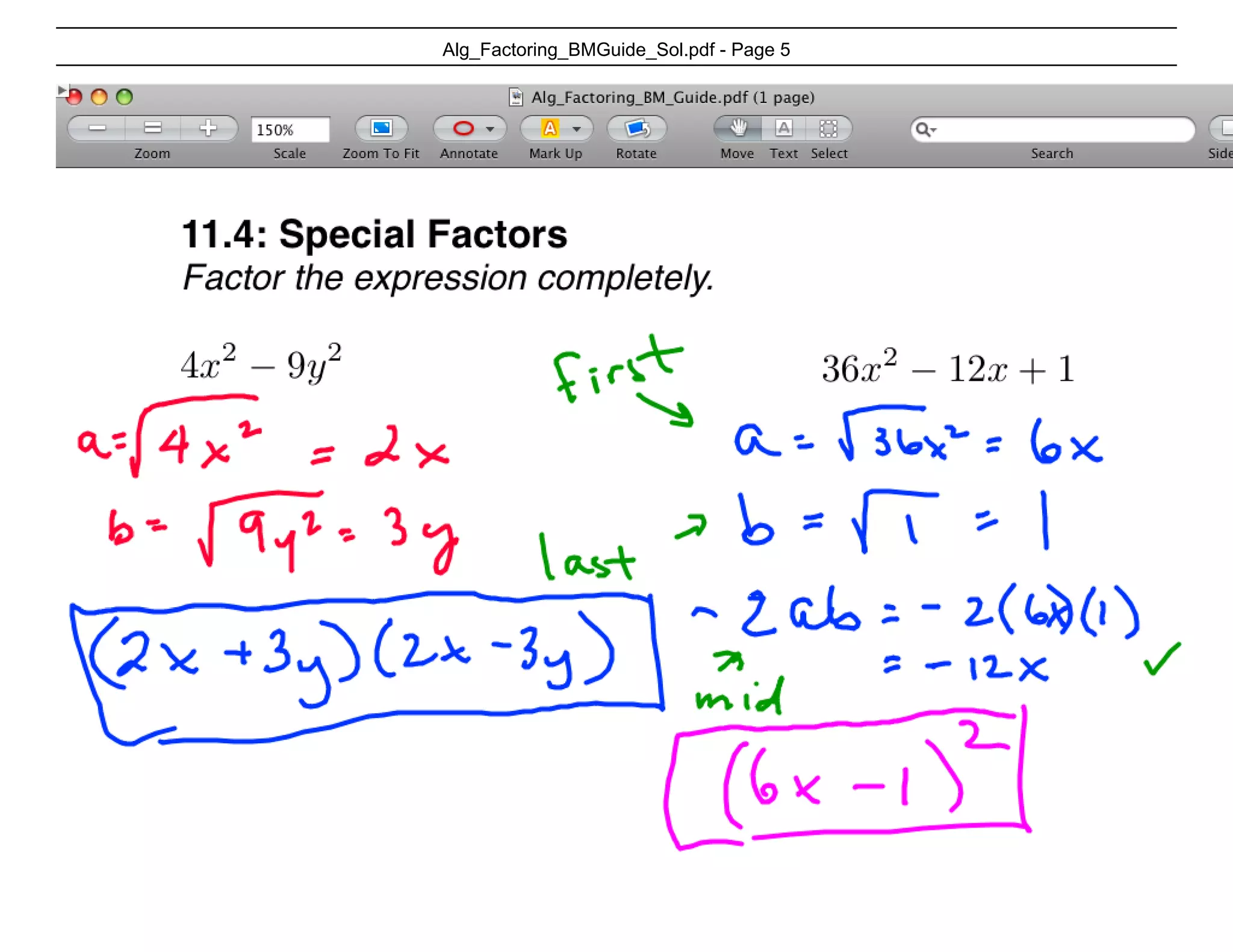 Alg Factoring Benchmark Guide | PPT
