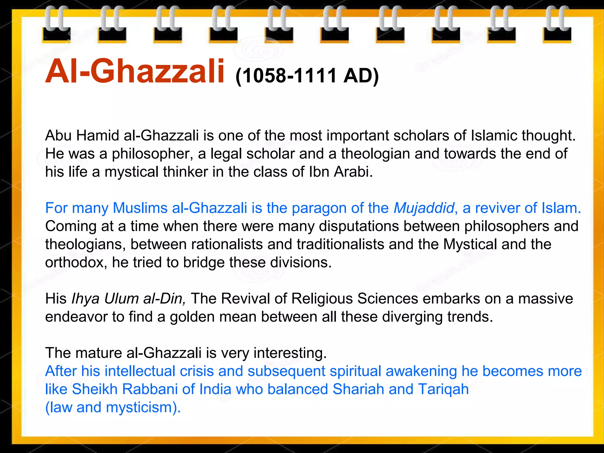 Al Ghazali (11th Century Muslim Philosopher) | PPT