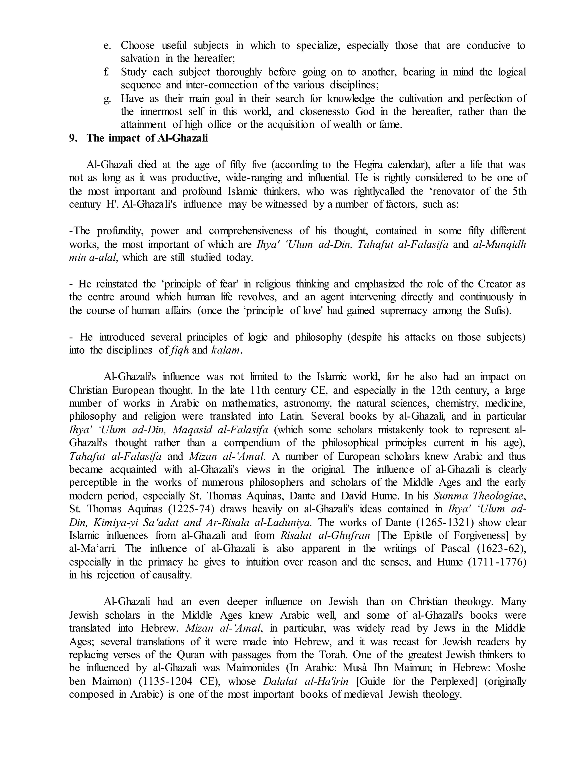 ghazalis philosophy of education | DOCX