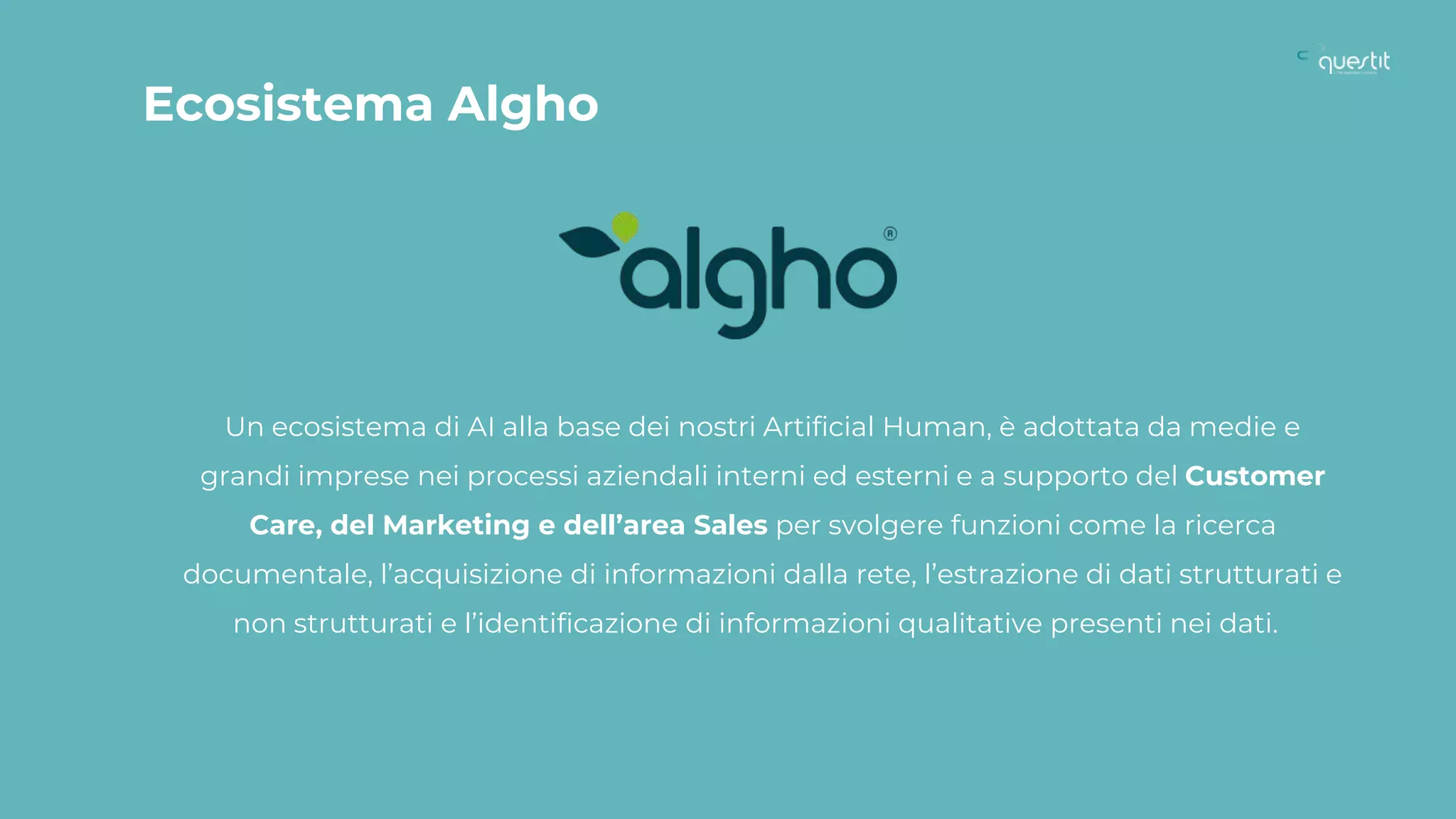 Scheda prodotto di Algho, Artificial Human e Intelligenza artificiale | PPT