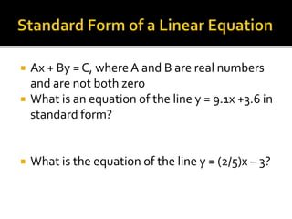 Alg II 2-3 and 2-4 Linear Functions | PPT