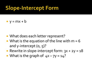 Alg II 2-3 and 2-4 Linear Functions | PPT
