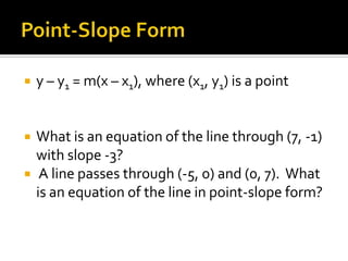 Alg II 2-3 and 2-4 Linear Functions | PPT