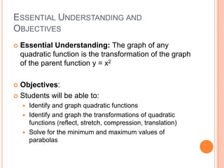 Alg II Unit 4-1 Quadratic Functions and Transformations | PPTX