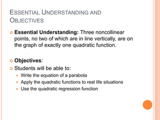 Alg II Unit 4-3 Modeling with Quadratic Functions | PPTX