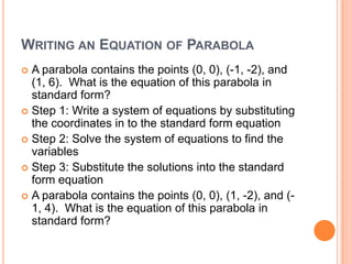 Alg II Unit 4-3 Modeling with Quadratic Functions | PPTX