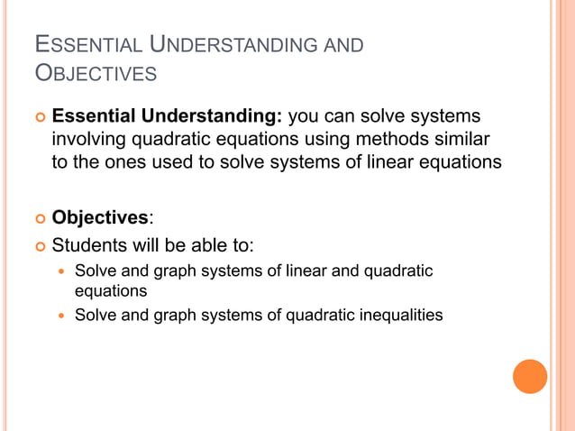 Alg II Unit 4-9 Solving Quadratic Systems | PPTX | Physics | Science