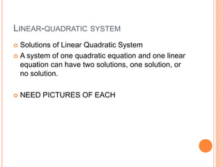Alg II Unit 4-9 Solving Quadratic Systems | PPTX | Physics | Science