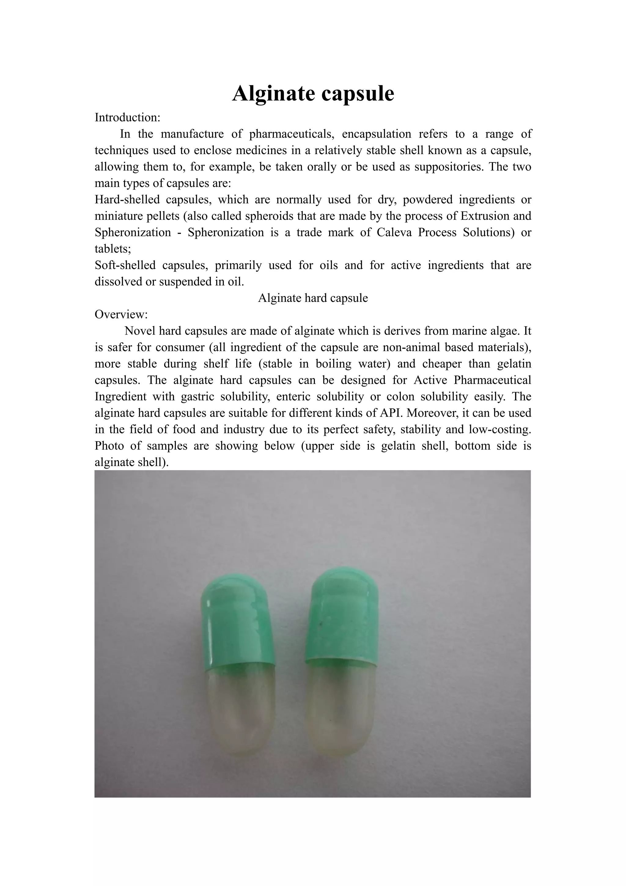 Alginate capsules (hard and soft capsules) | PDF