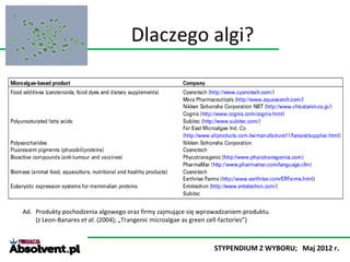 Algi w biotechnologii | PPT | Biological Sciences | Science