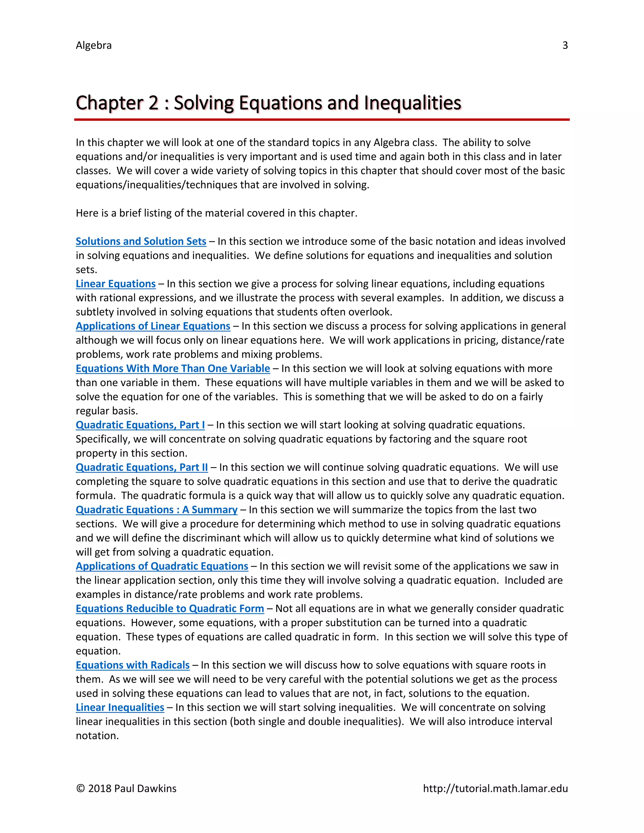Alg linear equation and up