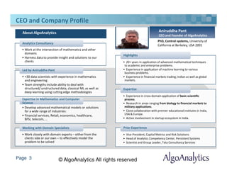 AlogoAnalytics Company Presentation | PPT