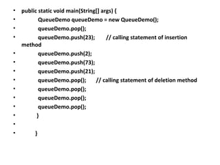 stack and queue array implementation, java. | PPT