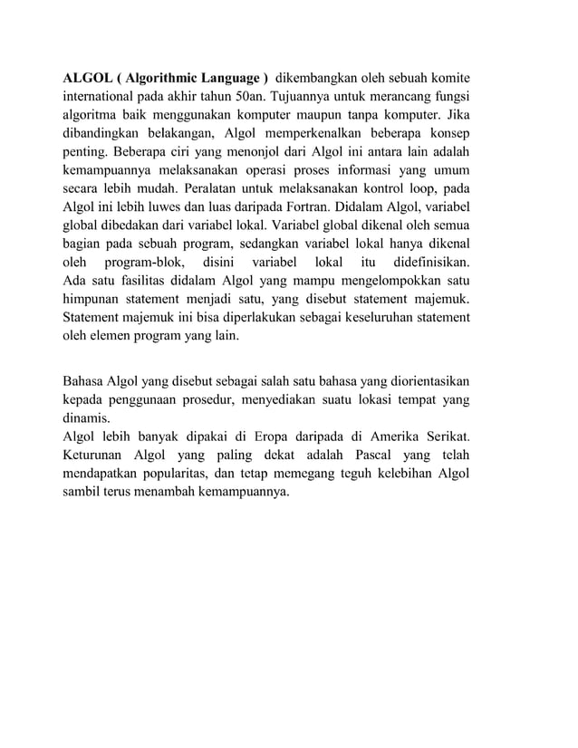 Programming Language (Algol,fortran,basic) | PDF