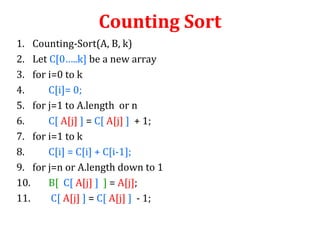 Counting Sort and Radix Sort Algorithms | PPT