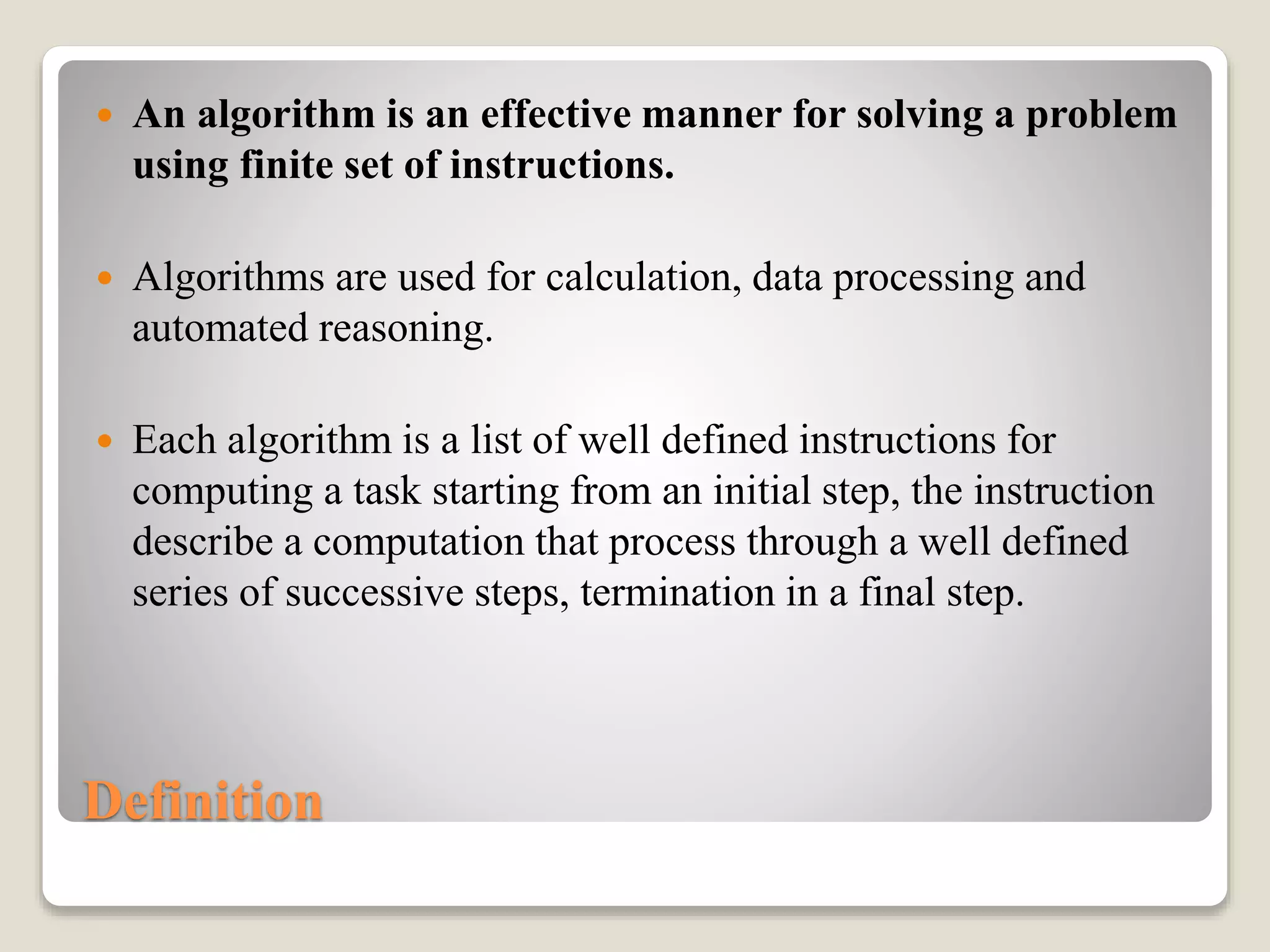 "A short and knowledgeable concept about Algorithm " | PPTX