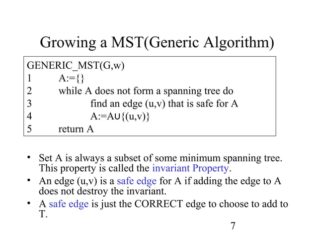 minimum spanning trees Algorithm | PPT minimum spanning trees Algorithm | PPT