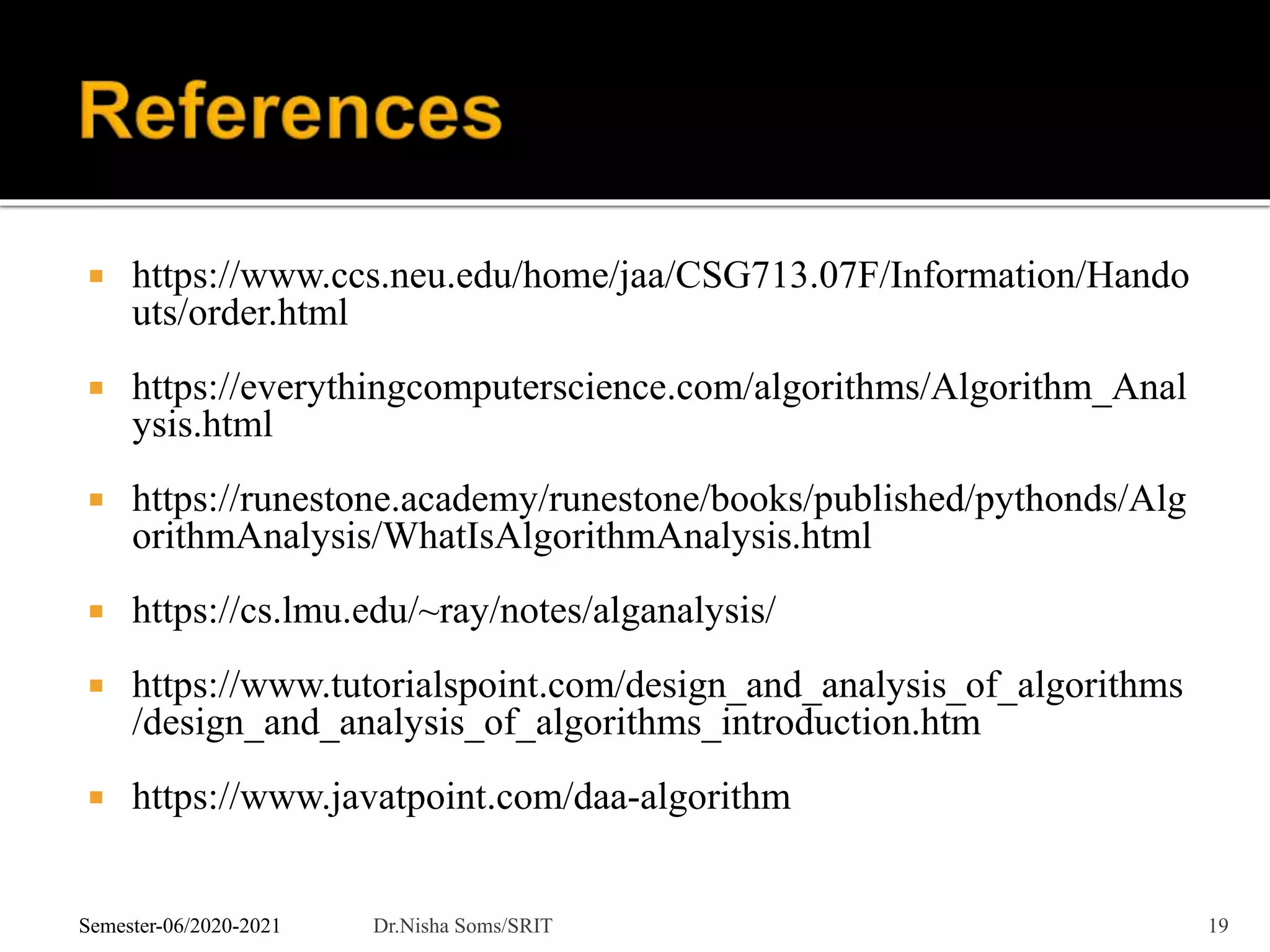 Algorithm analysis | PPT