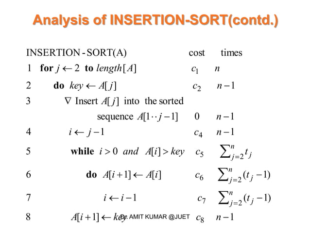 Algorithm analysis insertion sort and asymptotic notations | PDF
