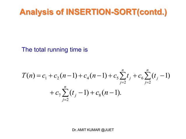 Algorithm analysis insertion sort and asymptotic notations | PDF Algorithm analysis insertion sort and asymptotic notations | PDF