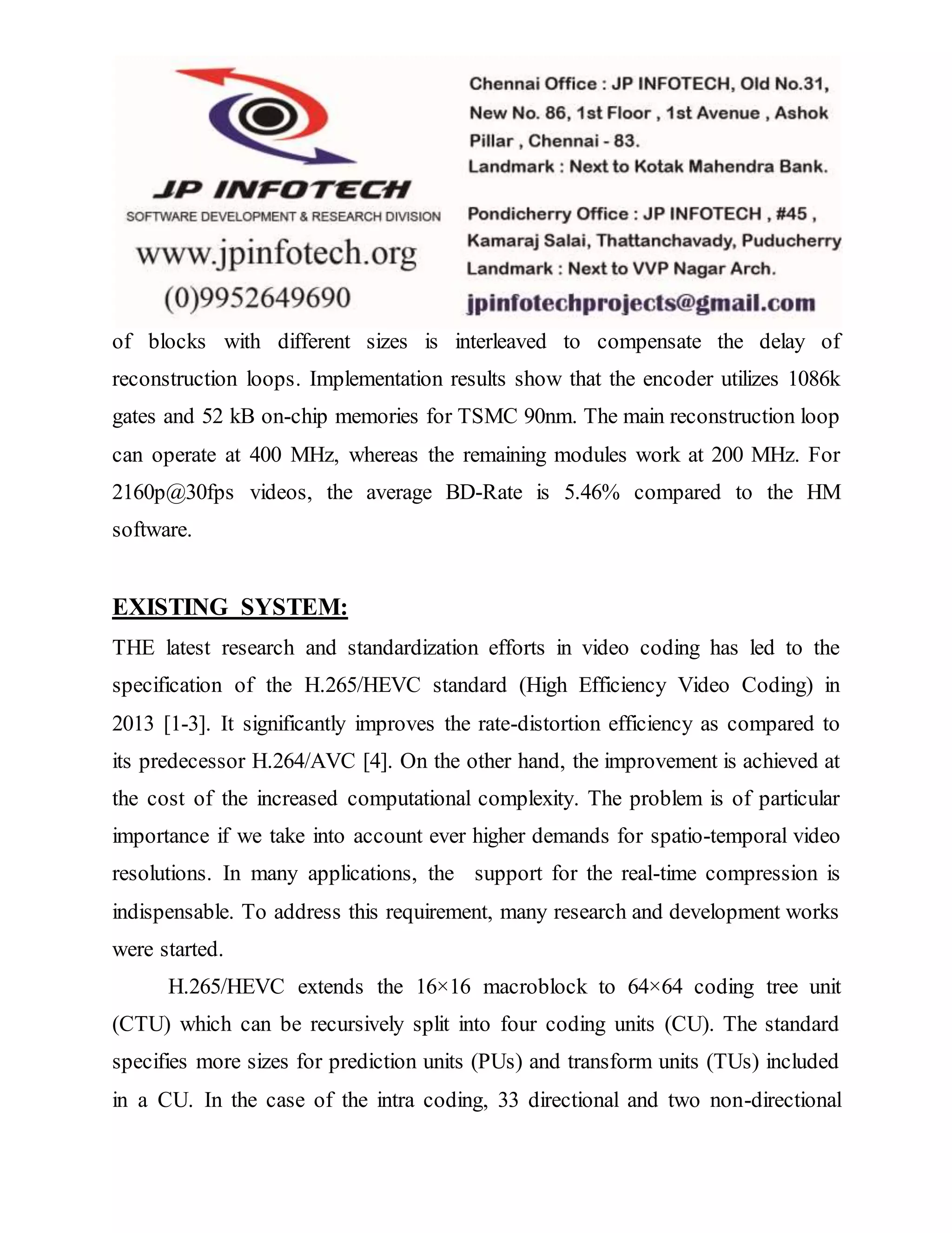 Algorithm And Architecture Design Of The H265 Hevc Intra Encoder Docx