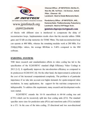 Algorithm and architecture design of the h.265 hevc intra encoder | DOCX