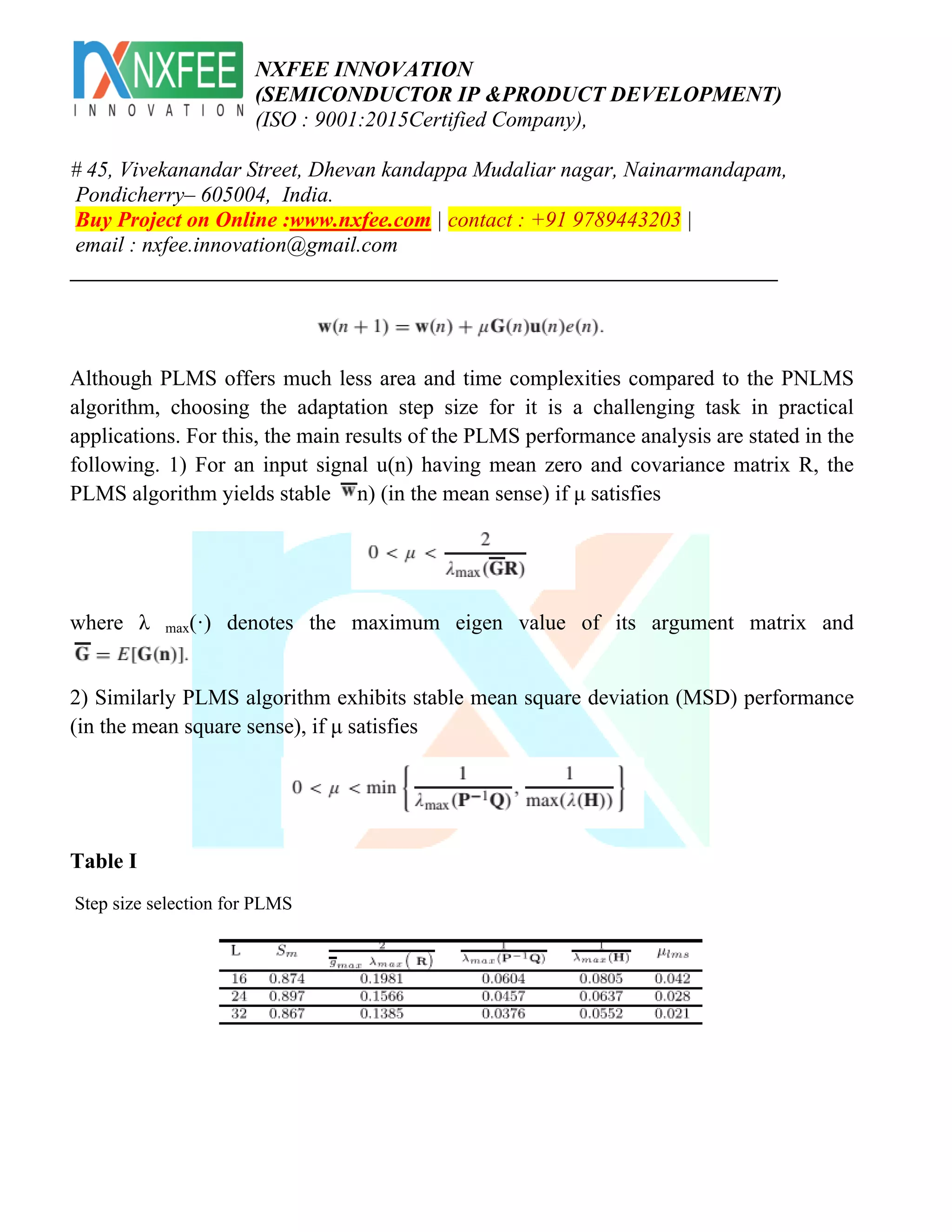 Algorithm And Vlsi Architecture Design Of Proportionate Type Lms 4379