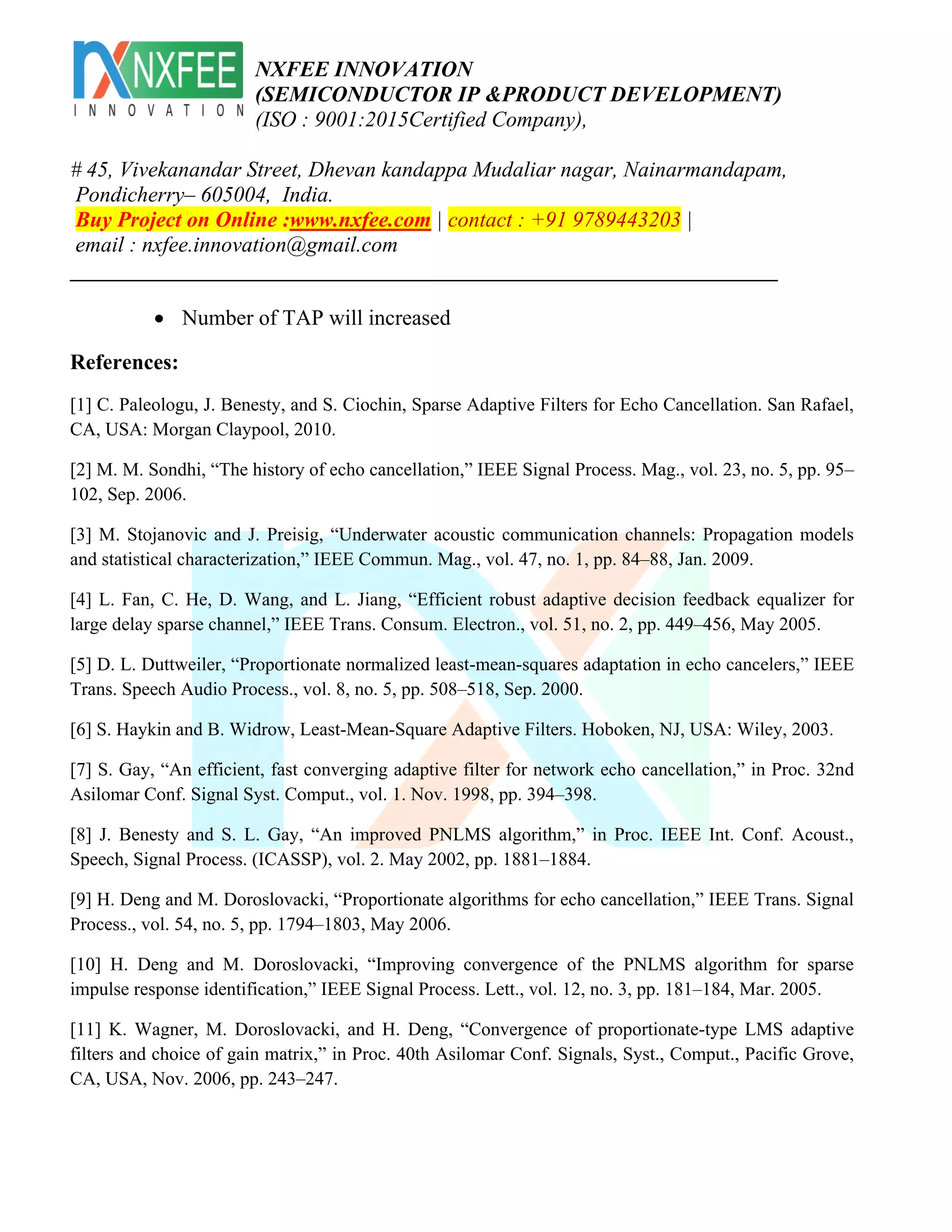 Algorithm And Vlsi Architecture Design Of Proportionate Type Lms